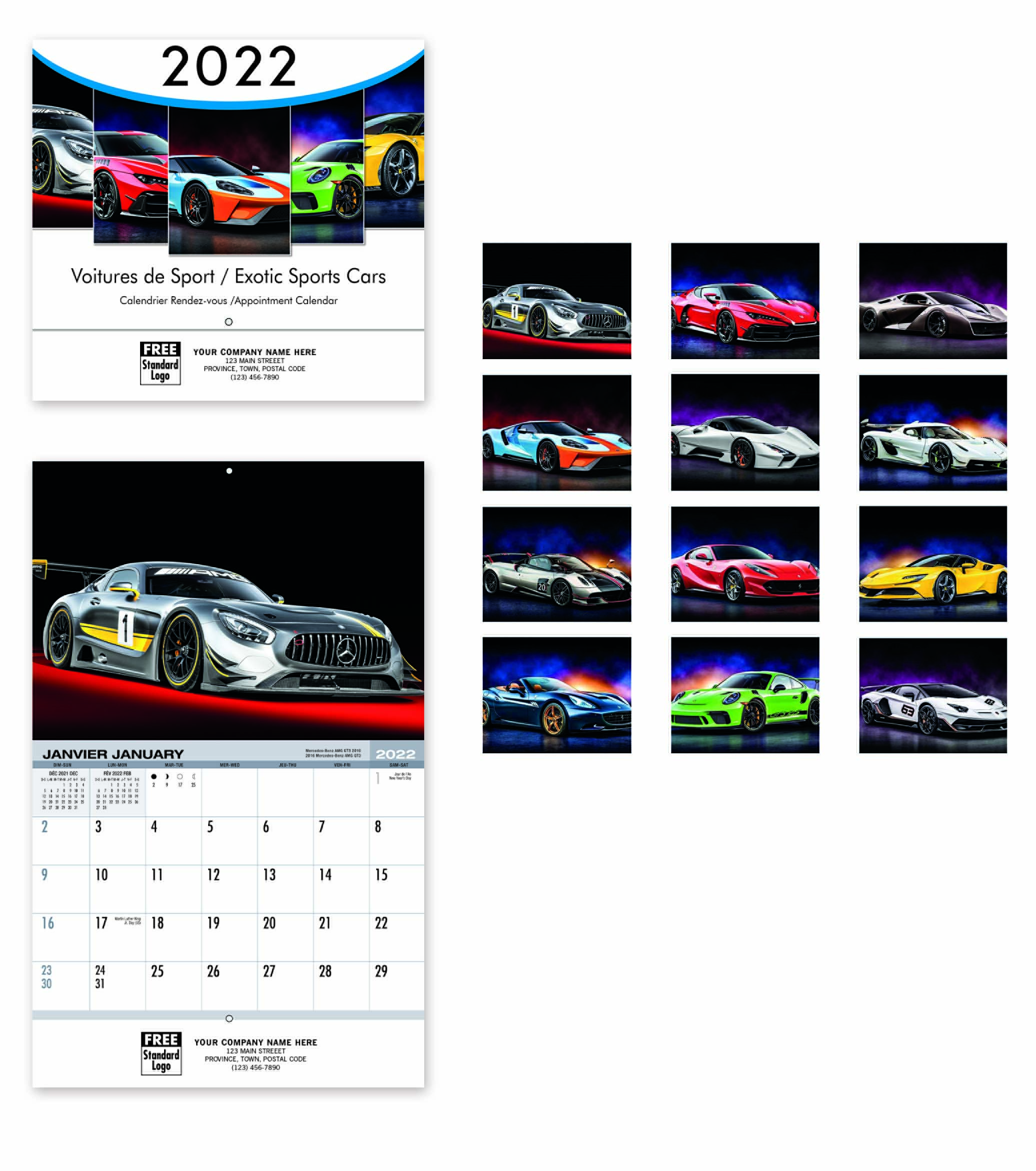 2022 Exotic Sports Car Calendars - Bilingual | Ref. 4600B